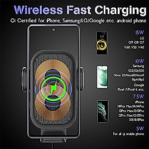 Wireless Car Charger with Cooling Version, Boaoige Auto-Clamping Car Phone Mount, 2 Coils 15W Qi Fast Charging Car Phone Holder for iPhone 14 13 Pro Max, Samsung S22 S21, Flip 4 3, Google Pixel 6 Pro