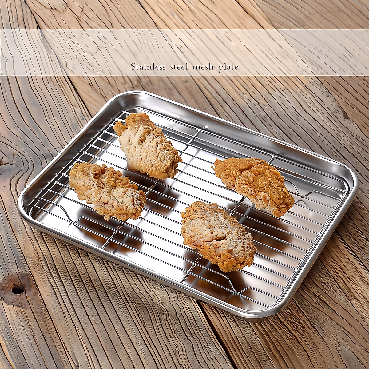 Roasting Pan Stainless steel Pans for Oven,Toaster Oven Tray Pans with cooling rack,Baking Sheet,Baking Pan Cookie Sheet with Rack,Shallow Edge(1.2inch),Dishwasher Safe (10.4x8x1.2in)