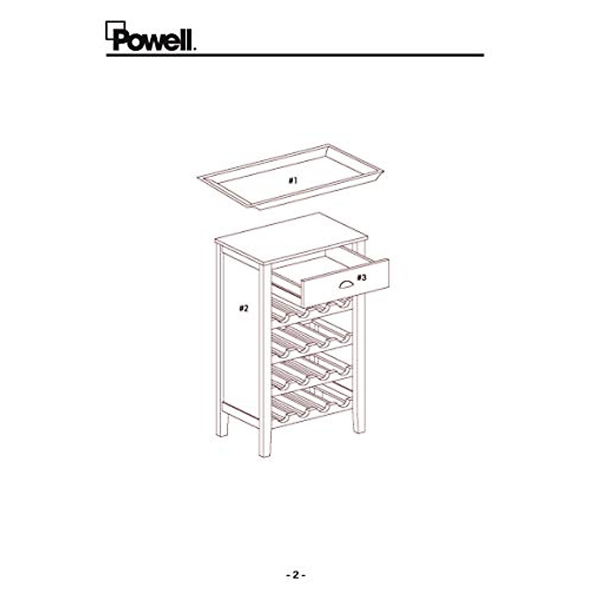 Powell Black with Merlot Rub through Wine Cabinet