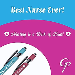 Greeting Pen Nurse Pen Sets with Soft Touch Coated Metal and Stylus 6 pack 36109