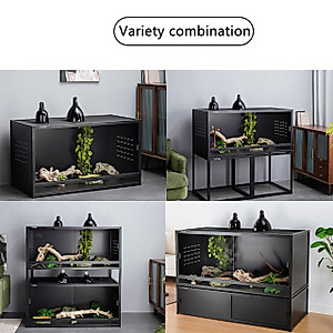 PVC Reptile Enclosure 48"x24"x24"Reptile Terrarium 120 Gallon Large Tank for Bearded Dragon Lizard Snake, Wide Breeding Lounge Vivarium Area with Sliding Doors Lock (2pcs-Black Panels)