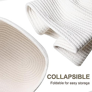 Andhuhu Storage Basket Set of 3, Soft Woven Basket 13"x8.66"x7.87", Blanket Basket Living Room Towel Basket, Cotton Rope Basket With Handles, Cloth Storage Bins for Organizing Nursery Toys, White