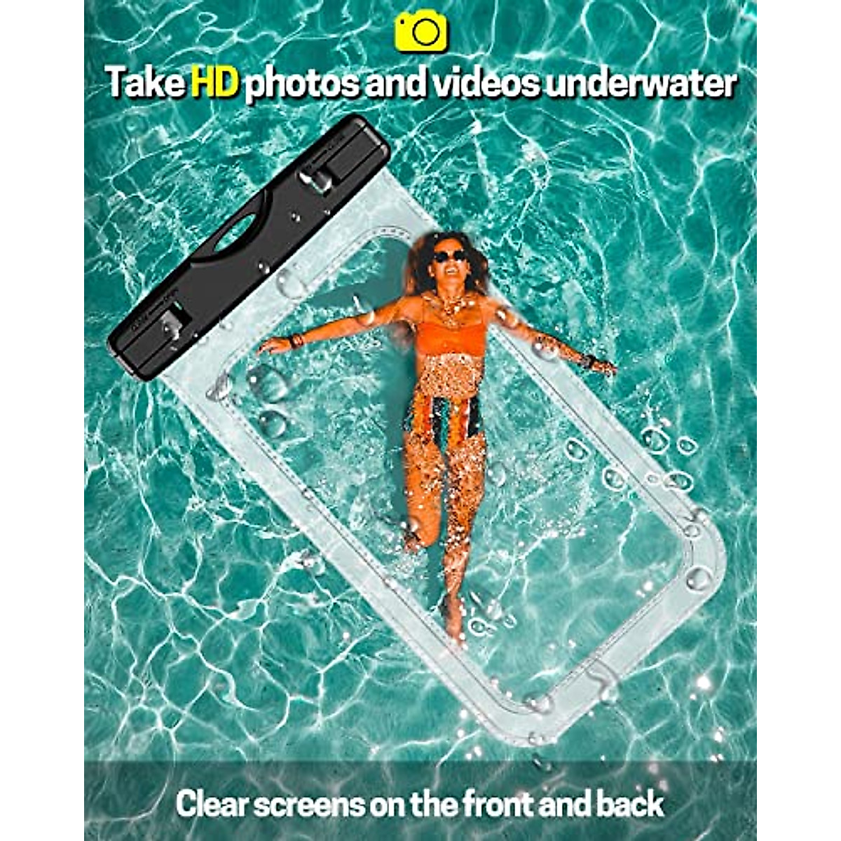 Vacto Waterproof Phone Pouch, IPX8 Waterproof Phone Case, Cell Phone Waterproof Bag, Cellphone Dry Bag Compatible with iPhone 13 12 11 Pro Max XS XR X, Galaxy S22 S21 S20 S10 up to 6.8"(2 Pack) Black