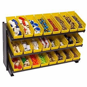 Akro-Mils APRBENCH Work Bench Storage Rack for Plastic Bins – 3 Angled Shelves (36-Inch W x 12-Inch D x 25-Inch H), Gray