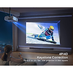 Native 1080P 5G WiFi Bluetooth Projector 4K Support, 400 ANSI WIMIUS W6 Outdoor Movie Projector with 300" Display , 4P/4D Keystone, 50% Zoom, Video Projector Compatible iOS/Android/TV Stick/PS4/PPT
