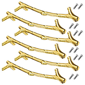 6 Pieces Tray Handles for Tray Molds Resin Tray Molds Handles Branches Shaped Stainless Steel Handles with Screw Sets for Silicone Serving Tray Mold, 4.8 Inch (Gold)