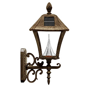 Gama Sonic GS-106FPW-WB Baytown Lamp, Outdoor Solar Light, Pole Pier & Wall Mount Kits, Warm & Bright White LED, Weathered Bronze