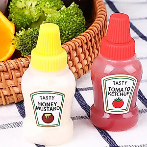 Mini Ketchup Bottles, 25ml Mini Condiment Squeeze Bottles Plastic Sauce Bottles Containers Empty Ketchup and Mustard Syrup Dispenser
