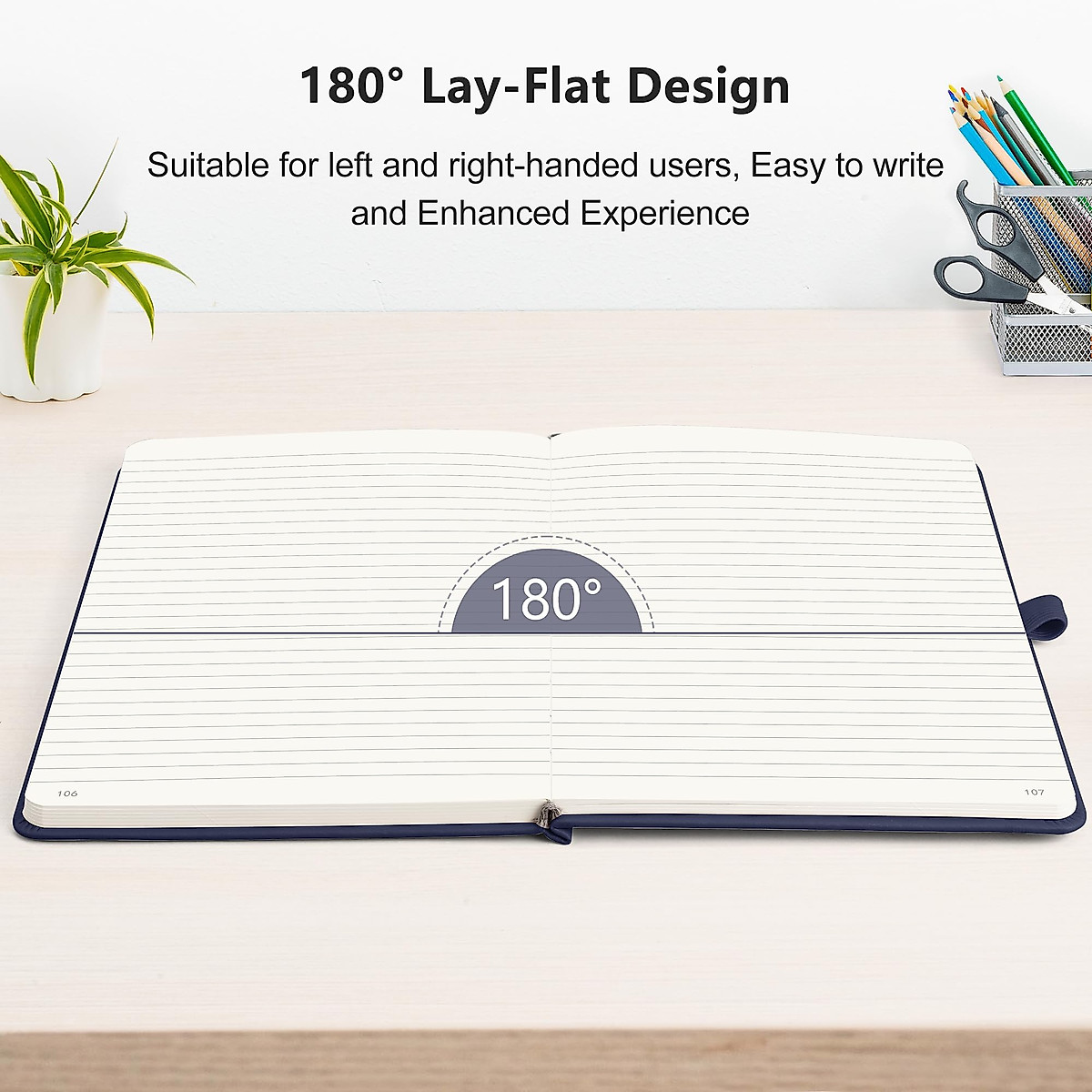 RETTACY Lined Journal Notebook Hardcover 2 Pack - A5 Business Journal with 376 Numbered Pages,100gsm Thick Paper 5.75'' × 8.38''