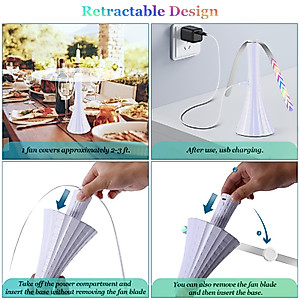 Fly Fans for Tables Rechargeable, 4 Pack Fly Fans, White