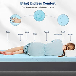 GOFLAME 4 Inch Memory Foam Mattress Topper Queen, Ventilated Gel-Infused Bed Mattress Topper, CertiPUR-US Certified, Comfort Body Support & Pressure Relieving