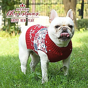 UETZLTB Dog Christmas Sweater Soft Warm Fall Winter Turtleneck Knitted Puppy Clothes Cute Reindeer Ugly Xmas Doggy Sweatshirts Vest Pet Clothing for Small Medium Large Dogs Cats Boy Girl(Red,XS)