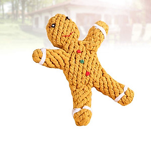 ABOOFAN Pet Dog Christmas Chew Playing Toy Christmas Gingerbread Man Cotton Rope Dog Teething Toy Pet Interactive Toys Dog Bite Toy Dog Chewing Toys for Small Medium Dog Pet Supplies