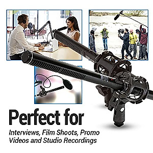 VidPro XM-88 Professional Video & Broadcast Shotgun Microphone Kit, 13-Piece, XLR, Aluminum Alloy, for Recording, Live Streaming, Music, Speaking, Interviews
