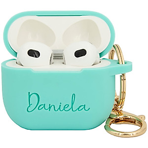 Custom Case Compatible with AirPods 3rd Cover generation With Keychain，Personalized Name Gift Silicon Protective Accessories for Apple Airpods 2nd 1st 3 Pro Birthday for Women Men Girls Boys