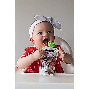 Sprout Organic Baby Food, Stage 2 Pouches, Fruit Veggie & Grain Blend, Mixed Berry Oatmeal, 3.5 Oz Purees (Pack of 6)