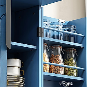 ARTPOWER 46" Blue Pantry Cabinets, Food Pantry Storage Cabinet with Adjustable Shelves，Large Storage Space for Kitchen,Blue