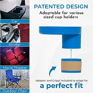 My Travel Tray Round, USA Made. Easily Convert Your existing Cup Holder to a Tray and Cup Holder for use in a Car Seat, Booster, Stroller, Golf Cart and Anywhere You Have a Cup Holder! Blue