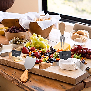 Cludoo 25Pcs Chesses Knife Set with Cheese Marker Cheese Butter Spreader Knife Set with Wooden Handle Knives Forks, Knives Spoons with Gift Box, Charcuterie Knife Set for Parties Dinners