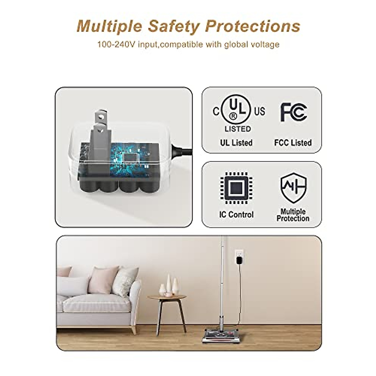 10.5V for Bissell 28806 Perfect Sweep Turbo Charger Replacement Bissell 2032621 Perfect Sweep AC Adapter