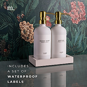 MaisoNovo Soap Dispenser 3-Piece Set | 16.9oz White Bottles with Gold Stainless Steel Pumps