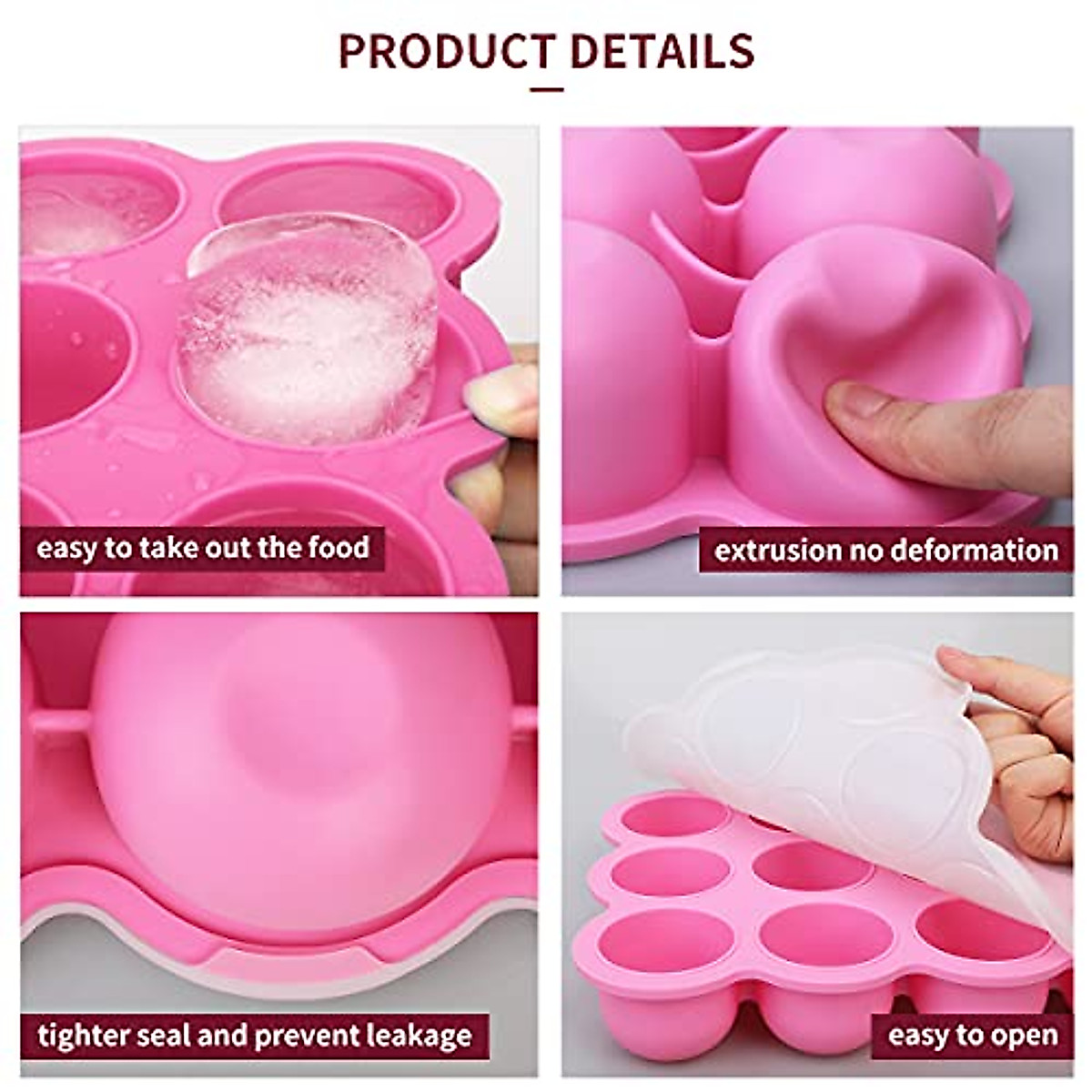 2 Pack Baby Food Containers, Freezer Tray with Lid, BPA Free Silicone Molds, 12 Cubes & 10 Cubes, Individual 75ml Per Cube, Perfect for Homemade Baby Food, Breast Milk- Microwave, Oven
