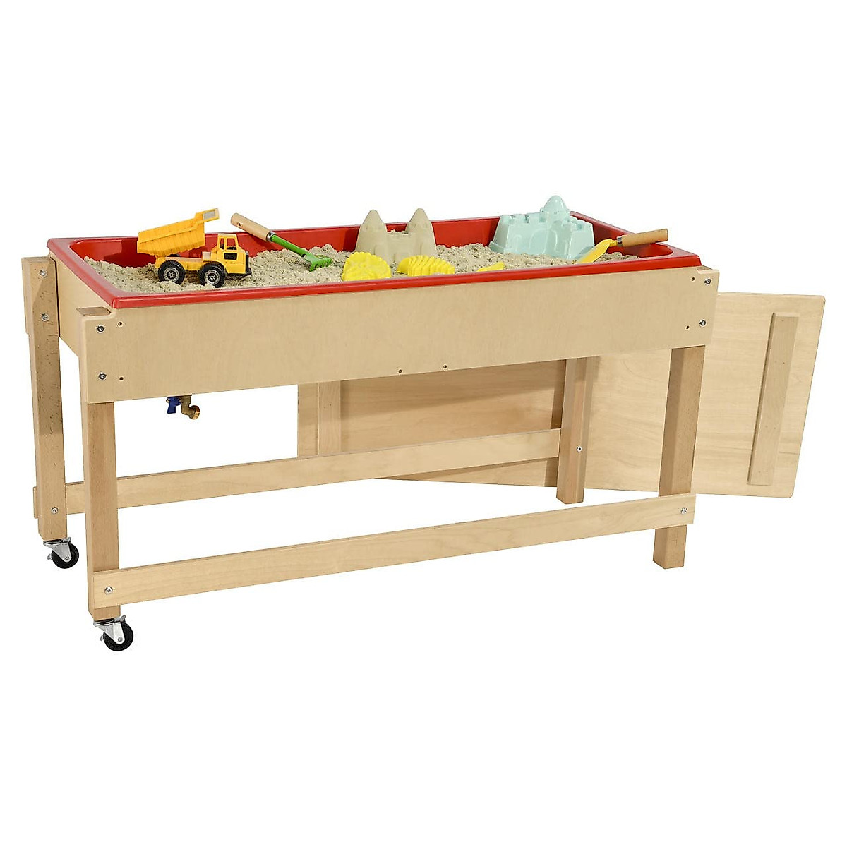 Wood Designs Sand and Water Sensory Play Table, Drainable Plastic Tub with Lid, Sturdy Birch Plywood Built for Kids, Daycare, Classroom 46" W x 17" D