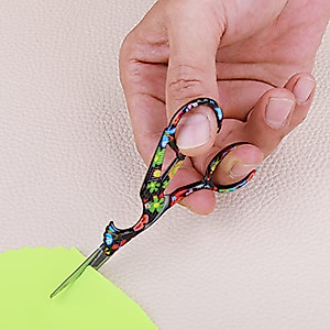 Long Ying Professional 8.5 Inch Sewing scissor Multi-Purpose Heavy Duty Tailor Scissors, stainless steel Printed Handle, for Fabric Cardboard Leather