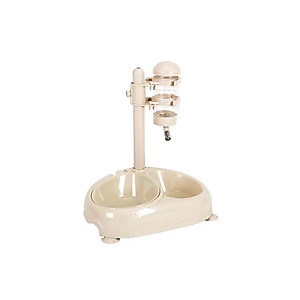 Pet Standing Water Dispenser Bowl- Multifunctional Automatic No Drip Water Bottle 24oz Food Feeder with Adjustable Height for Cats Dogs (Whole Set)