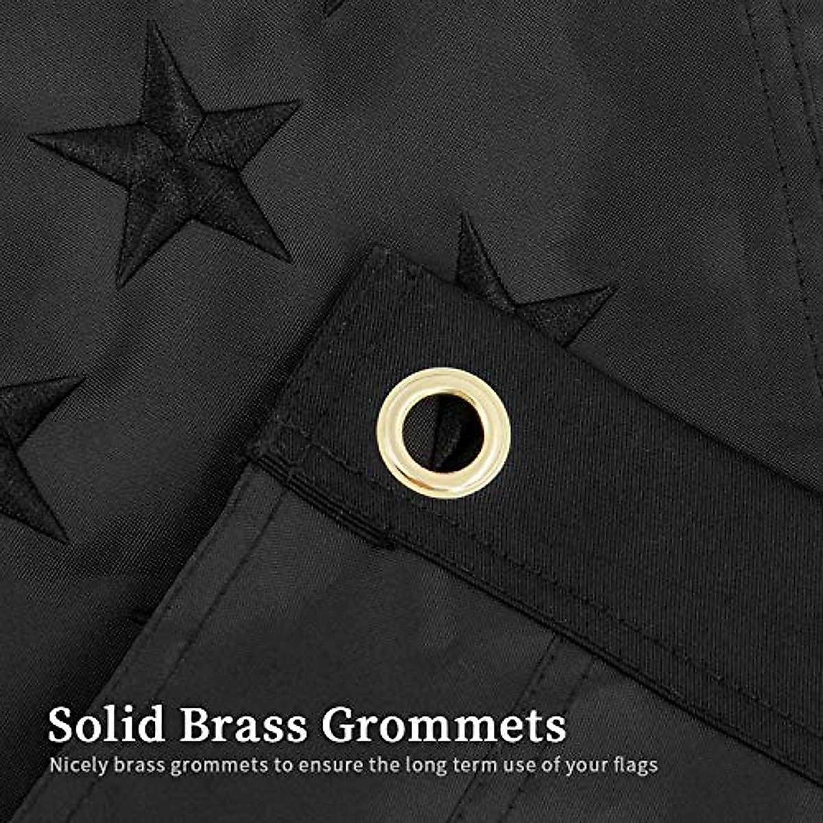 Jetlifee Black American Flags 3x5 Ft, Heavy Duty US Flags with Embroidered Star Sewn Stripes, Brass Grommets Black USA Flag, UV Protection for Outdoors All Black Flag