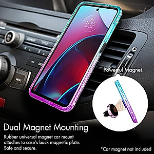 Silverback for Moto G Stylus 5G 2022 Case, Moving Liquid Holographic Sparkle Glitter Case with Kickstand, Girls Women Bling Diamond Ring Slim Protective Case for Motorola G Stylus 5G (2022), Purple