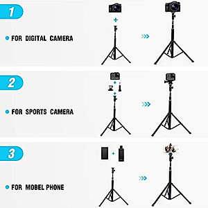 Selfie Stick Tripod 52 Inch Cell Phone iPhone Tripod Stand with Bluetooth Remote Smartphone for iPhone 11 Xs X 6 7 8, Android Cellphone Gopro Camera Mount Portable Monopod Feet Travel Lightweight …