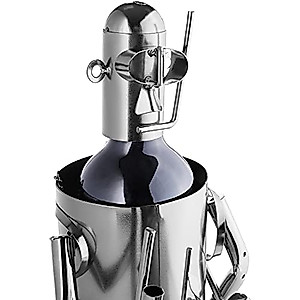 BRUBAKER Wine Bottle Holder Spearfishing, Scuba Diver with Speargun - Metal Sculpture - Wine Rack Decor - Tabletop - with Greeting Card