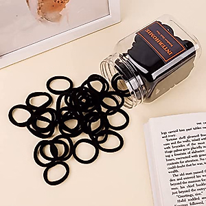 Hair Ties - Thick Seamless Cotton Hair Bands for Women Ponytail Holders Hair Ties for Thick Hair No Crease Damage (100&Black)