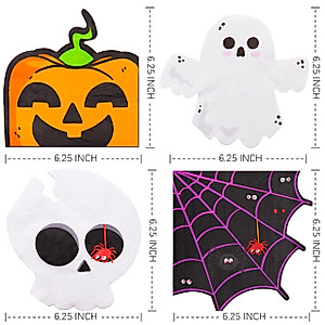 Crisky 100 Pcs Halloween Cocktail Napkins - 4 Assorted Design - Paper Cocktail Napkins for Halloween Party Decoration, 3-Ply,