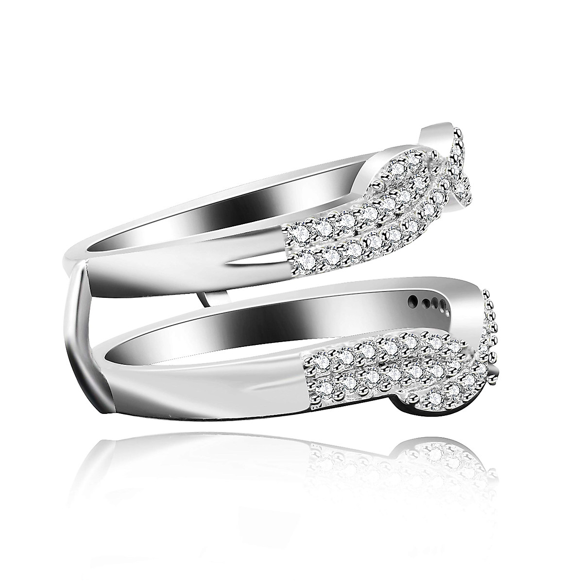 Uloveido Platinum Plated Solitaire Ring Enhancer Double Band Infinity Ring Enhancer Wedding Promise Cross Rings for Women (Size 9)