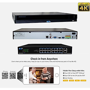 GW 12 Channel 2K NVR 2MP H.265+ Color Night Vision Human Detection Security Camera System - 12 x UltraHD 2K PoE IP Indoor Long Camera