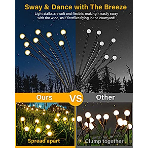 Solar Garden Lights [4 Pack 12 LED] New Upgraded Firefly Lights Solar Outdoor Waterproof Solar Powered Swaying Firefly Garden Lights for Landscape Pathway Patio Yard Walkway Decoration, Warm White