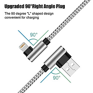 finekeep 90 Degree iPhone Charger Cable10FT 3 Pack Heavy Duty iPhone Charger Nylon Braided Fast Charging Cord Compatible with iPhone 121111 ProXS MaxXRX876s Plus5SE (Grey)