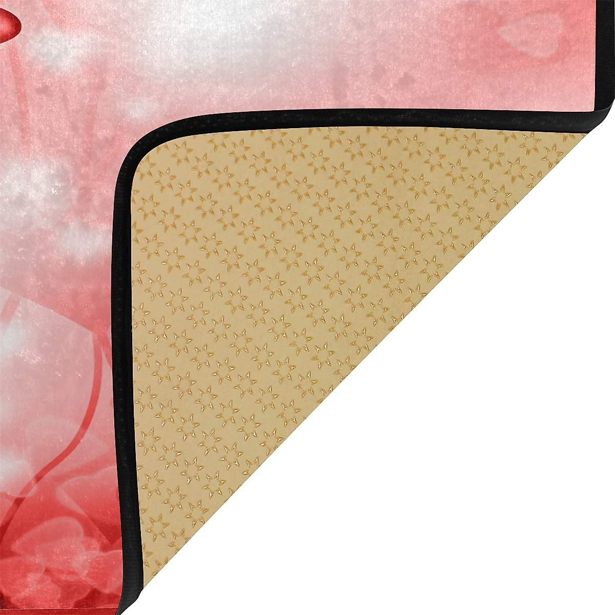 Kitchen Rugs Valentines Cute Heart Flower Design Non-Slip Soft Kitchen Mats Bath Rug Runner Doormats Carpet for Home Decor, 39" X 20"