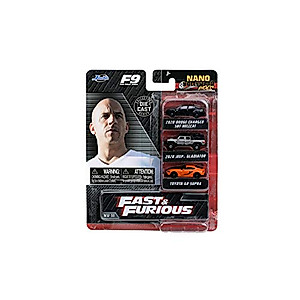 Jada Toys Nano Hollywood Rides Fast & Furious 3 PK F9, Black