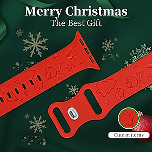 Christmas Gifts Compatible with Christmas Apple Watch Band for Women 42mm(Series 10) 41mm 40mm 38mm, Adjustable Soft Silicone Santa Claus Snowflake Band for iWatch Bands Series 10/9/8/7/6/5/4/3/2/1/SE