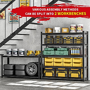OLLRRACT Garage Shelving, 72 "H Storage Shelves,Heavy Duty Shelving Units and Storage Loads 2500LBS, Adjustable 5 Tier Metal Shelving for Garage Warehouse 15.7" D x 35.3" W x 72" H