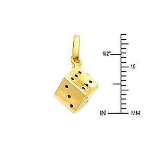 14k REAL Yellow Gold Tiny Dice Charm Pendant