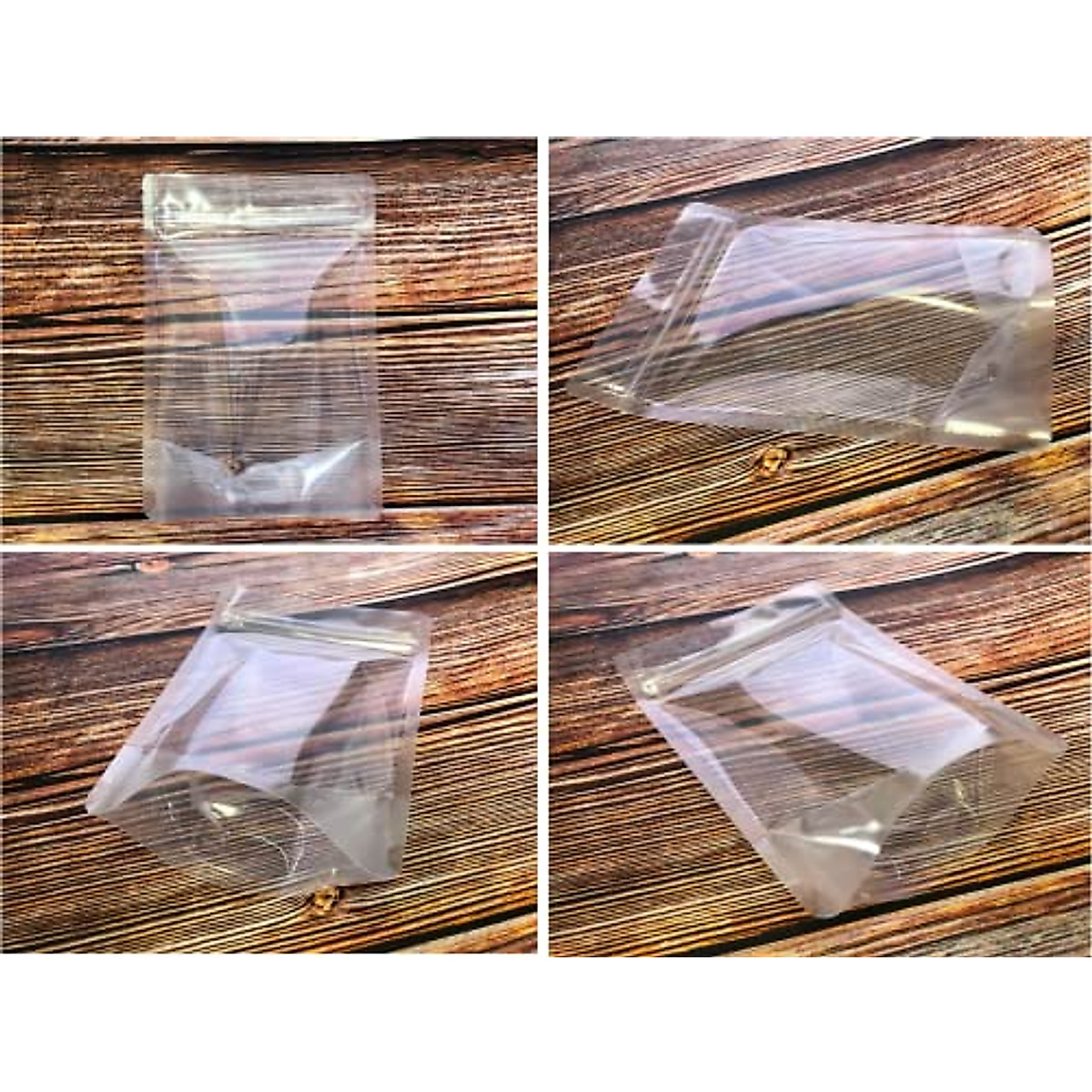 100 Pack Clear Mylar Stand Up Bags - 5.5x7.8 Inches Resealable Food Storage Zipper Pouches, Sealable Plastic Packaging Sample Pouch Bag - Clear
