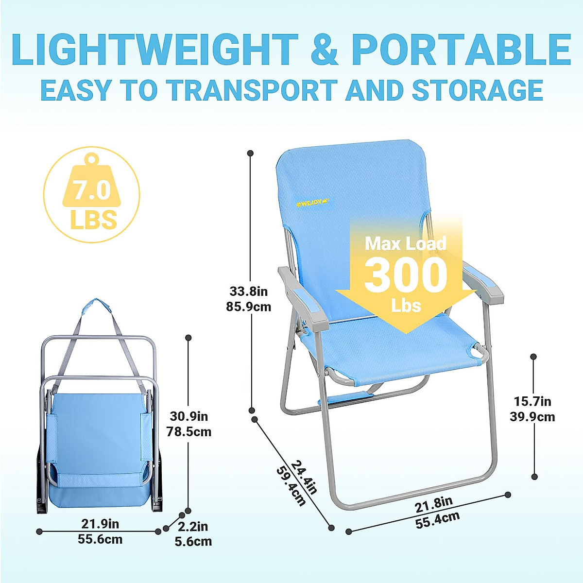#WEJOY Folding Webbed Lawn Beach Chair,Lightweight Portable Chairs for Outside with Hard Arm