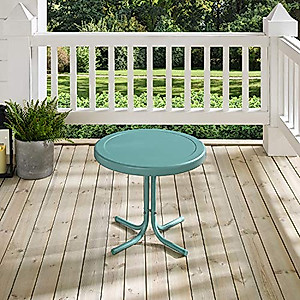 Crosley Furniture Gracie Retro 20-inch Metal Outdoor Side Table - Caribbean Blue
