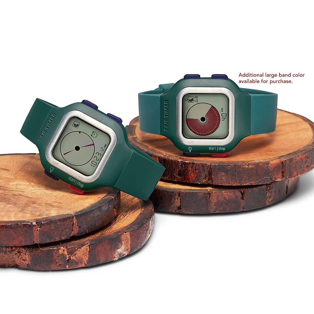 TIME TIMER Watch — Visual 12-Hour or 24-Hour Analog and Digital Countdown Timer — for Productivity, Learning, Test Taking and Workout Tracker (Sequoia Green, Large)