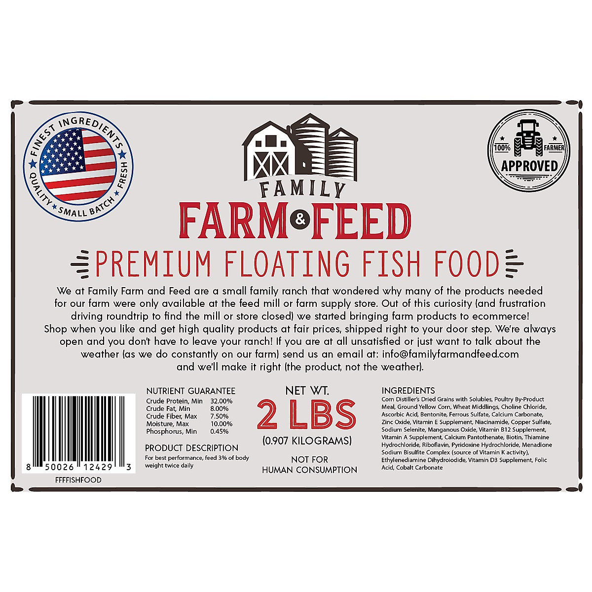 FAMILY FARM AND FEED | Premium Floating Fish Food | Pond and Lake | Pellets | 2 Pounds