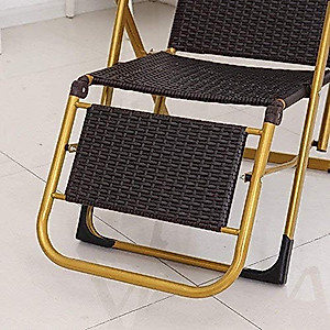 NOALED Recliners Office Chair, Sun Lounger Recliner Wicker Chair Folding Rattan Recliner Office Chair Balcony Lazy Rocking Chair Outdoor Portable Chair